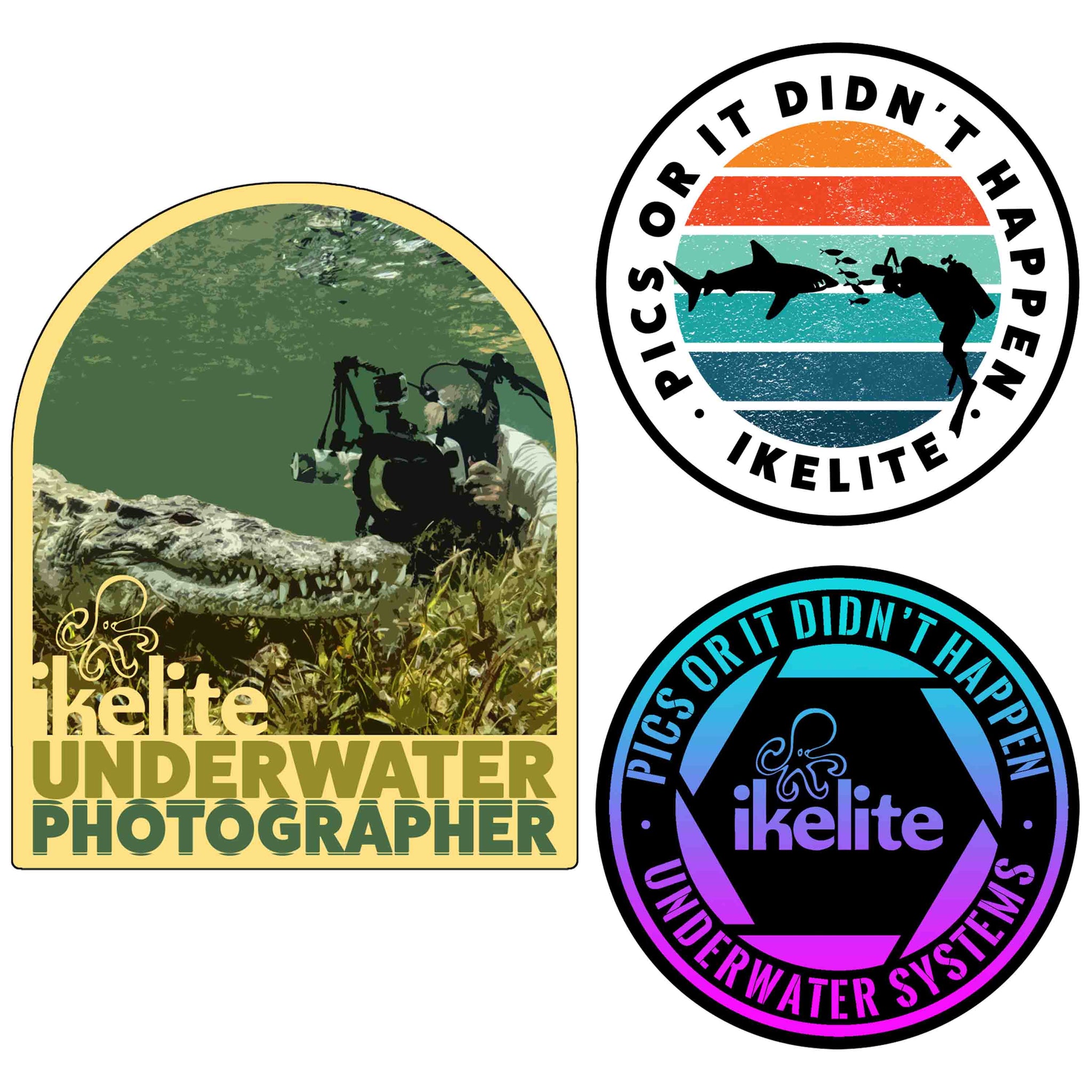 Ikelite Photographer Sticker Pack (Photographer / Color Block / Badge)