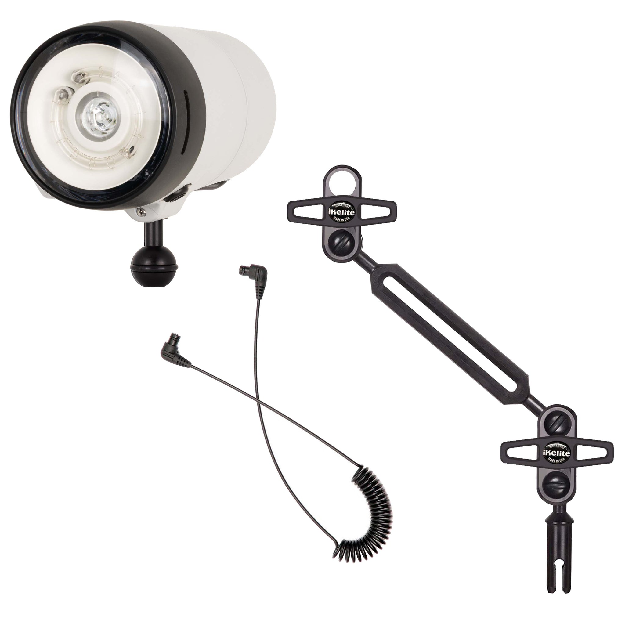 RC165 TTL Underwater Strobe, Arm, and Fiber Optic Cord Bundle